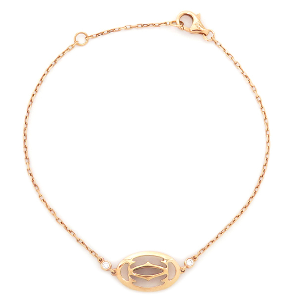 Cartier K18 Diamond Chain Logo Double Bracelet Pink G… - Gem
